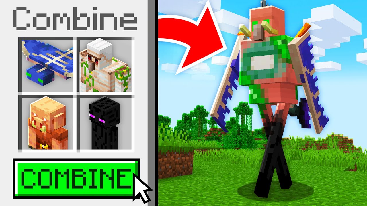 COMBINAMOS OS MOBS DO MINECRAFT E CRIAMOS NOVAS CRIATURAS - YouTube
