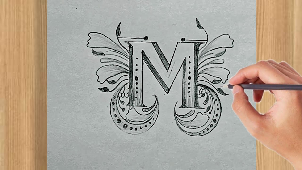 how to draw m beautiful drawing design // and very simple drawing ...