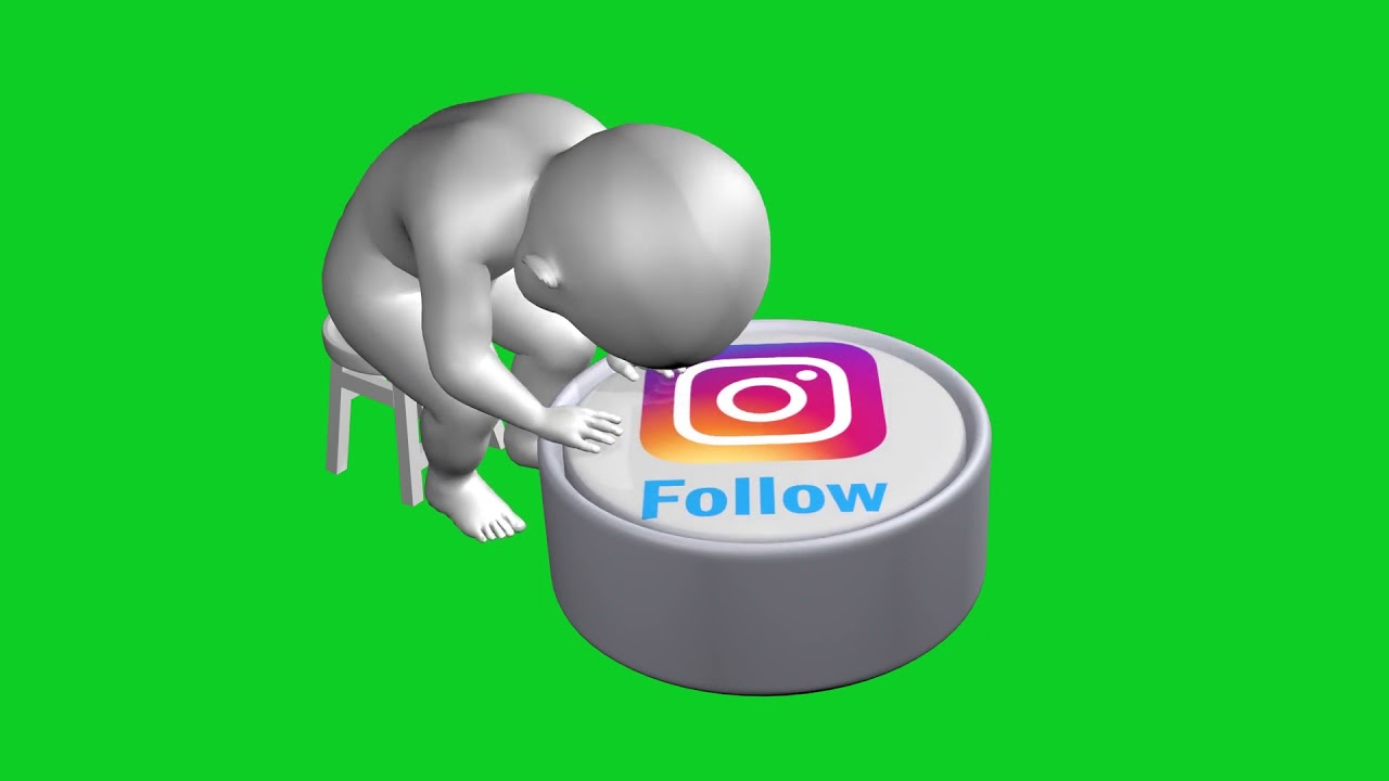 3D Animated Follow Button Green Screen Instagram & Twitter No Copyright ...