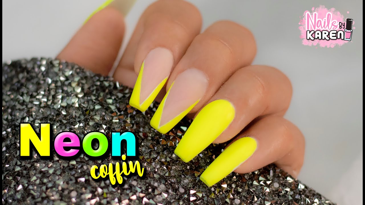 UÑAS NEON con PUNTA SEMICOFFIN | FÁCIL - YouTube