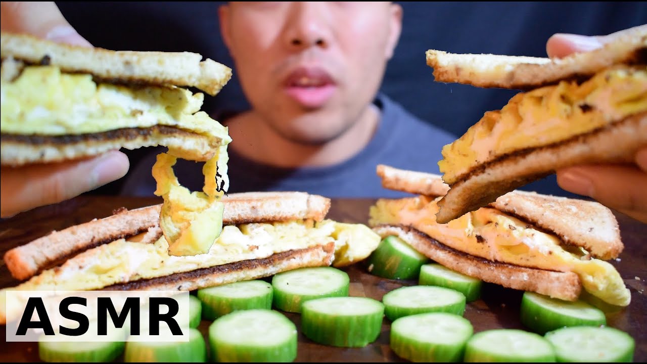 ASMR CHEESE AND EGG SANDWICH | CRISPY CRUNCHY CUCUMBER | MUKBANG *REAL ...