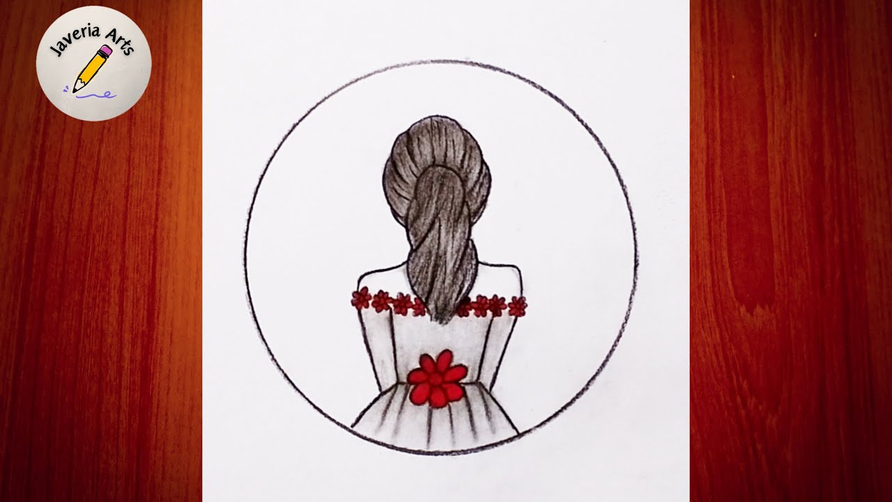 Easy girl drawing | Girl drawing in a circle | How to draw a girl in ...