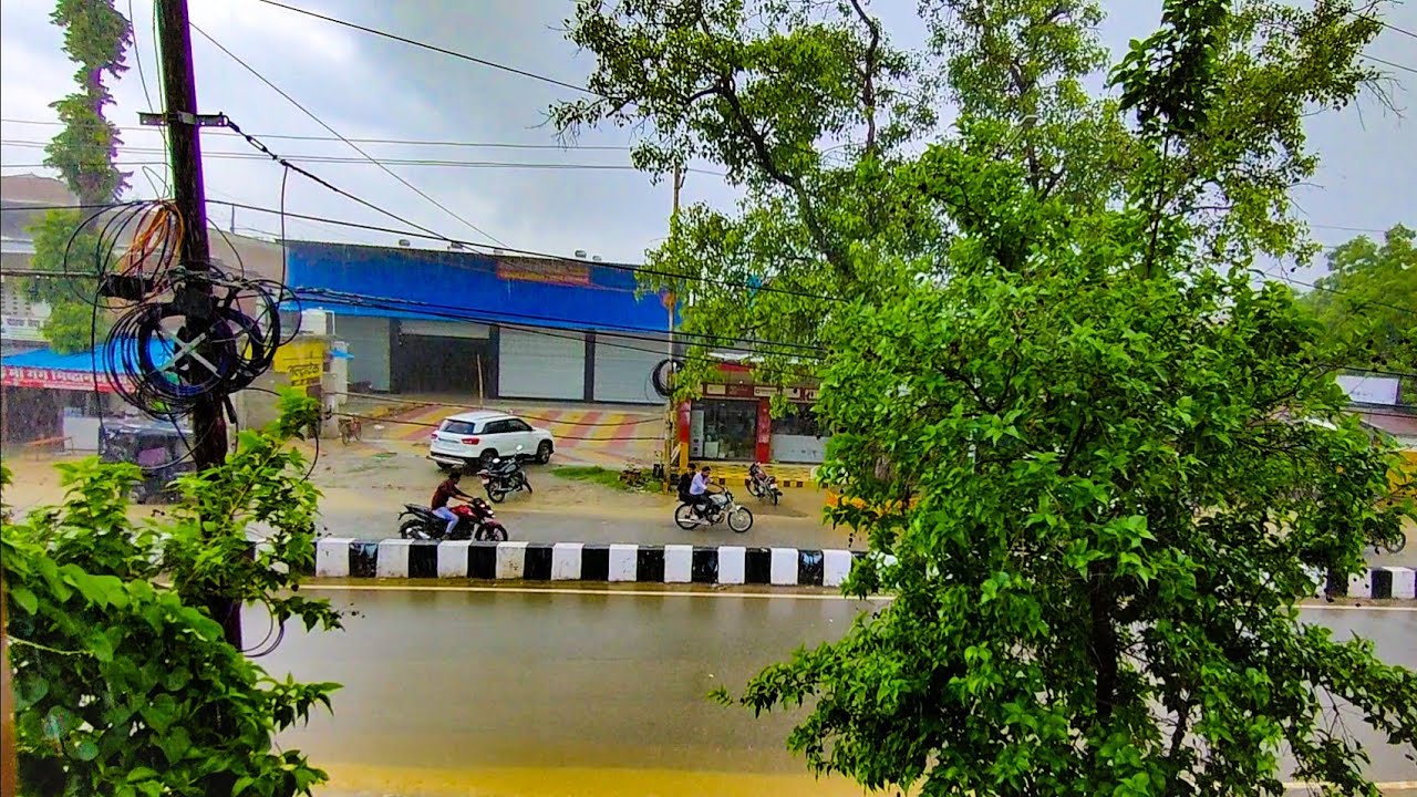 Today Rain in UP East | Raining in Lucknow | Rain 4k Video with real ...