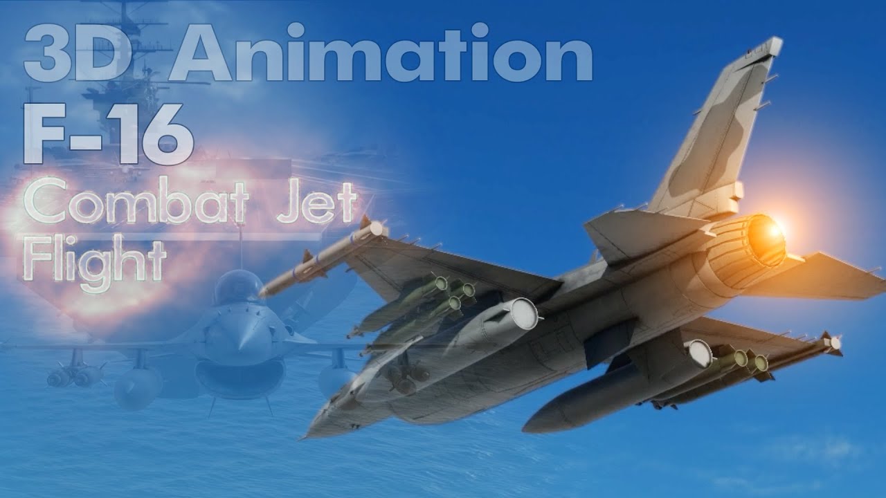 F16 Fighter Aircraft Taking Off From Aircraft Carrier 3D Animation Work ...