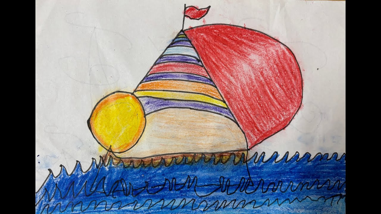🖍️ Boat Drawing with Crayons | Easy Blending Technique for Kids | Step ...