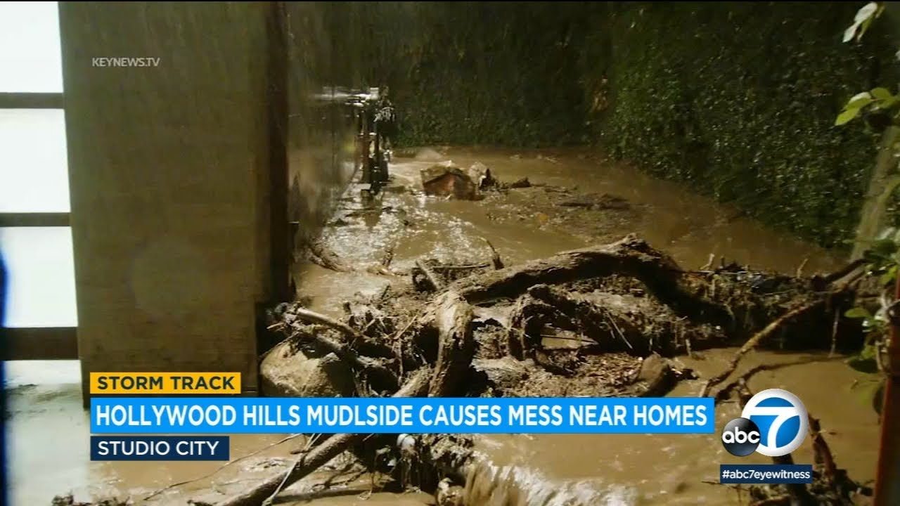 Studio City mudslide causes mess near homes - YouTube