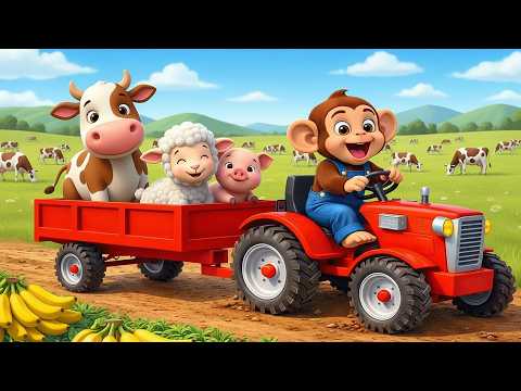 Monkey Funny Fixes Tractor and Plows Beet Field - Farm Work | MonKey Cartoon 🐒