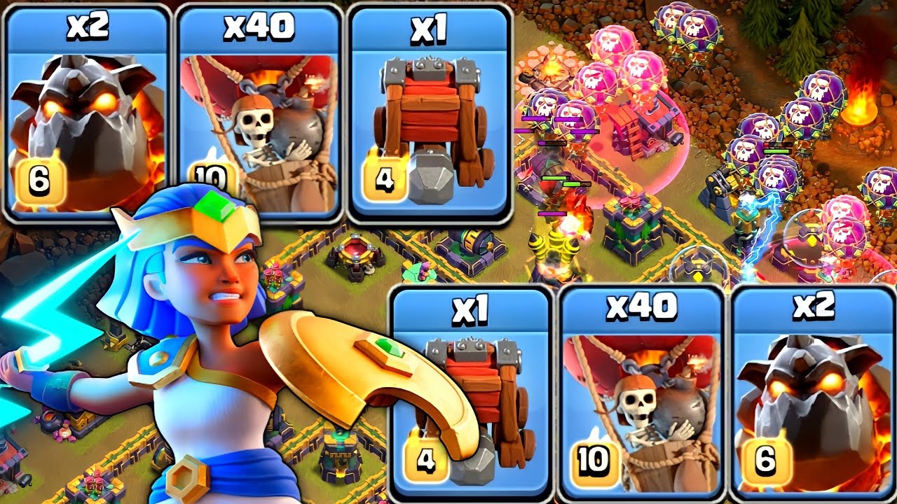 Lava Loon Attack Strategy With Wall Wrecker!! 2Lava + 40Balloon Th14 ...