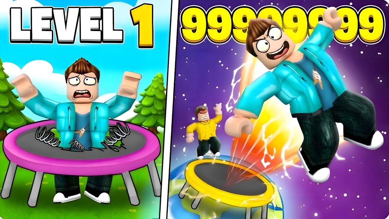 NEW ]JUMP ON BIGGEST TRAMPOLINE OBBY {ROBLOX} ESCAPE TRAMPOLINE JUMP ...