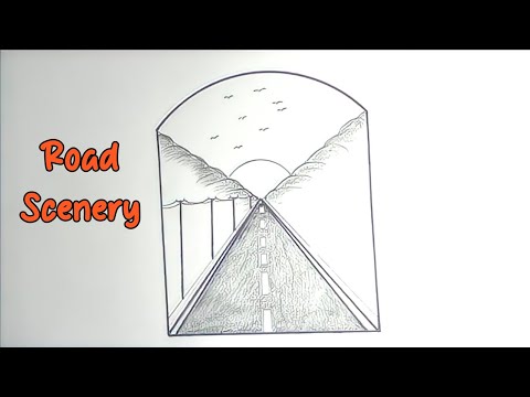 Easy Road Scenery Drawing | Perspective on Road - YouTube