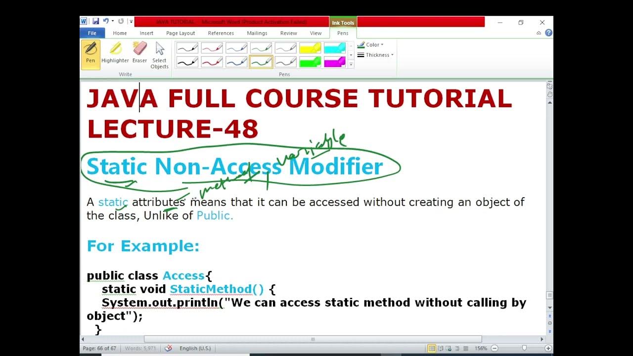 JAVA LECTURE -48|Static Keyword|Non-Access Modifier|Full Explanation (@ECL365CLASSES - YouTube