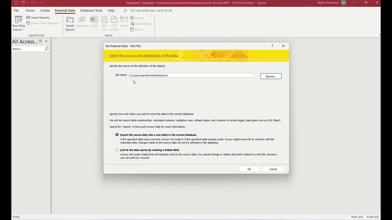 How to import CSV file into MS access - YouTube