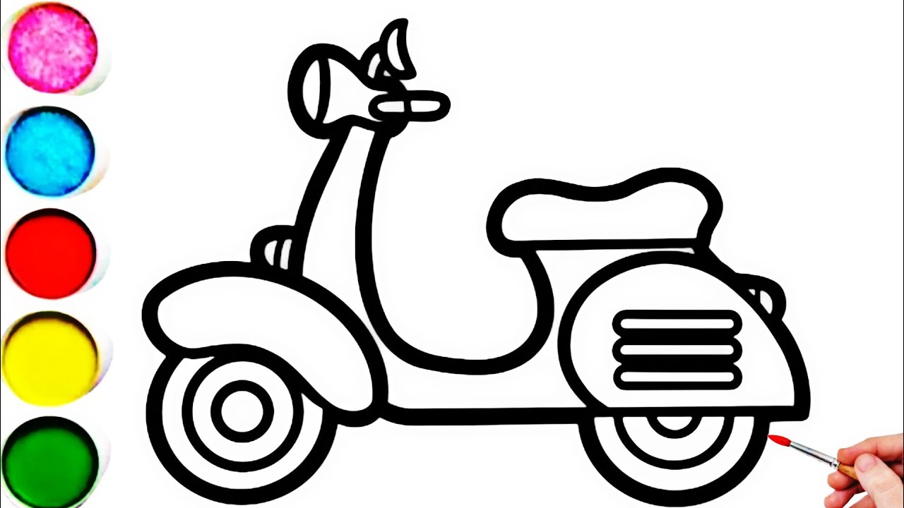 Cute Scooter Drawing, Painting & Coloring For Kids and Toddlers_ Kids ...