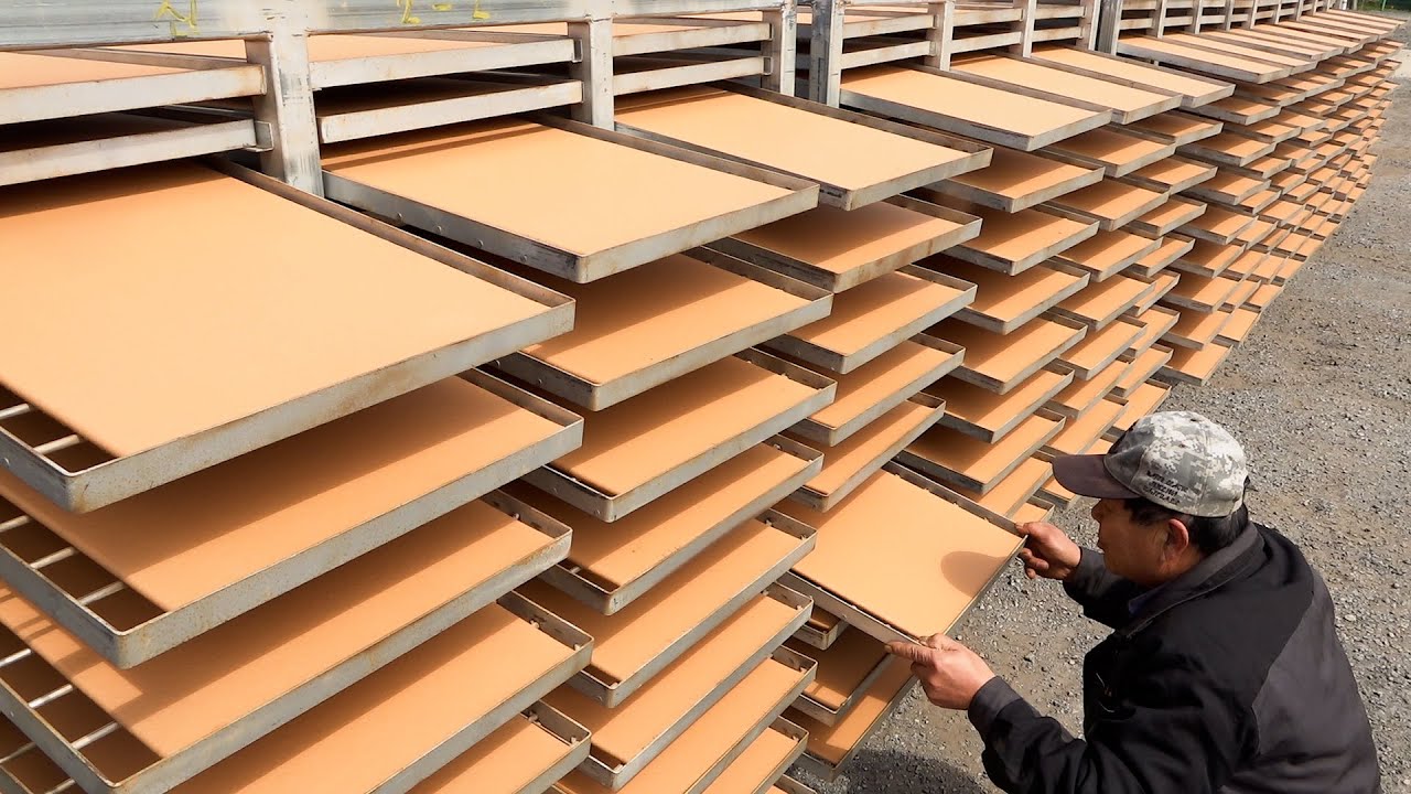 Process of making red clay sauna with natural red clay board. Korean ...