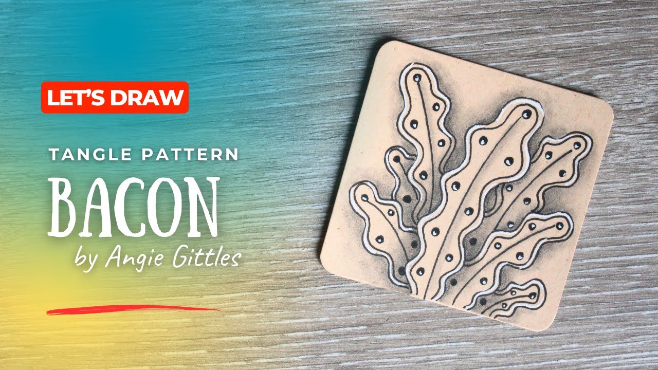 Step by step cute tangle "Bacon" for beginners | Zentangle pattern ...