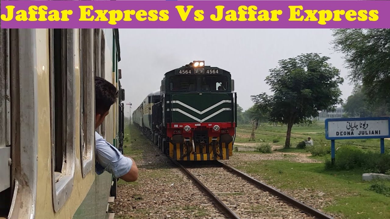 Single Line Train Crossing | Jaffar Express Vs Jaffar Express | Deona ...