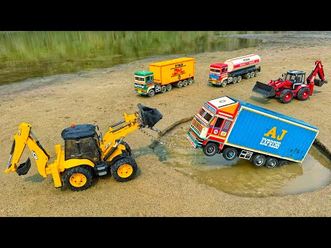 New Signa Dumper Truck Muddy Accident Pulling Out Jcb 3dx? Tractor Cartoon | Jcb Cartoon | AJ TOYS