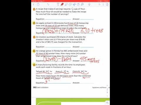 Lesson 6.8 Using parentheses for two step story problems - YouTube