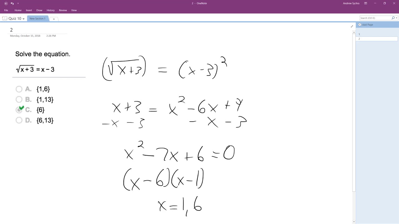 sqrt(x+3) = x-3, solve the equation - YouTube