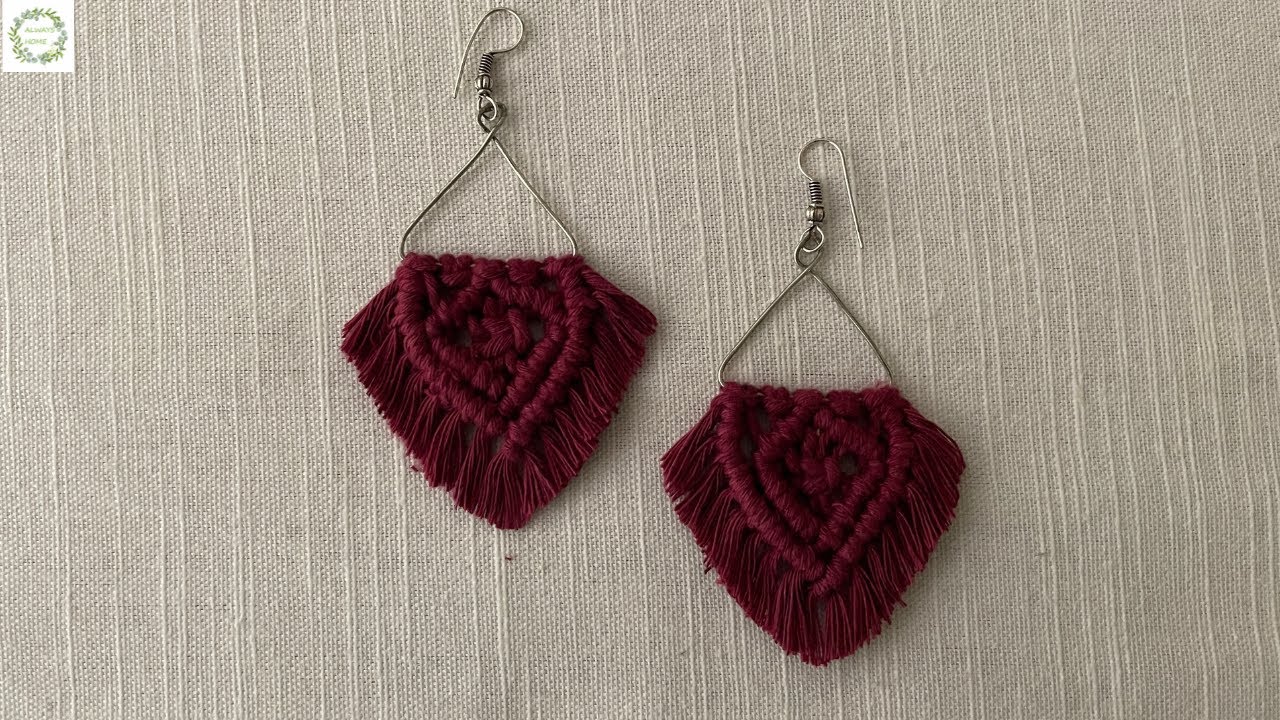 Macrame earrings | Boho earrings | Easy| Simple macrame earring | Step by step tutorial - YouTube