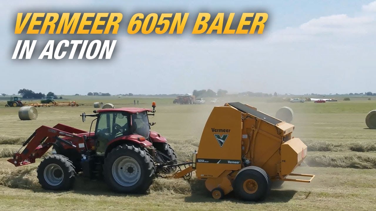 The Vermeer 605N baler in action - YouTube