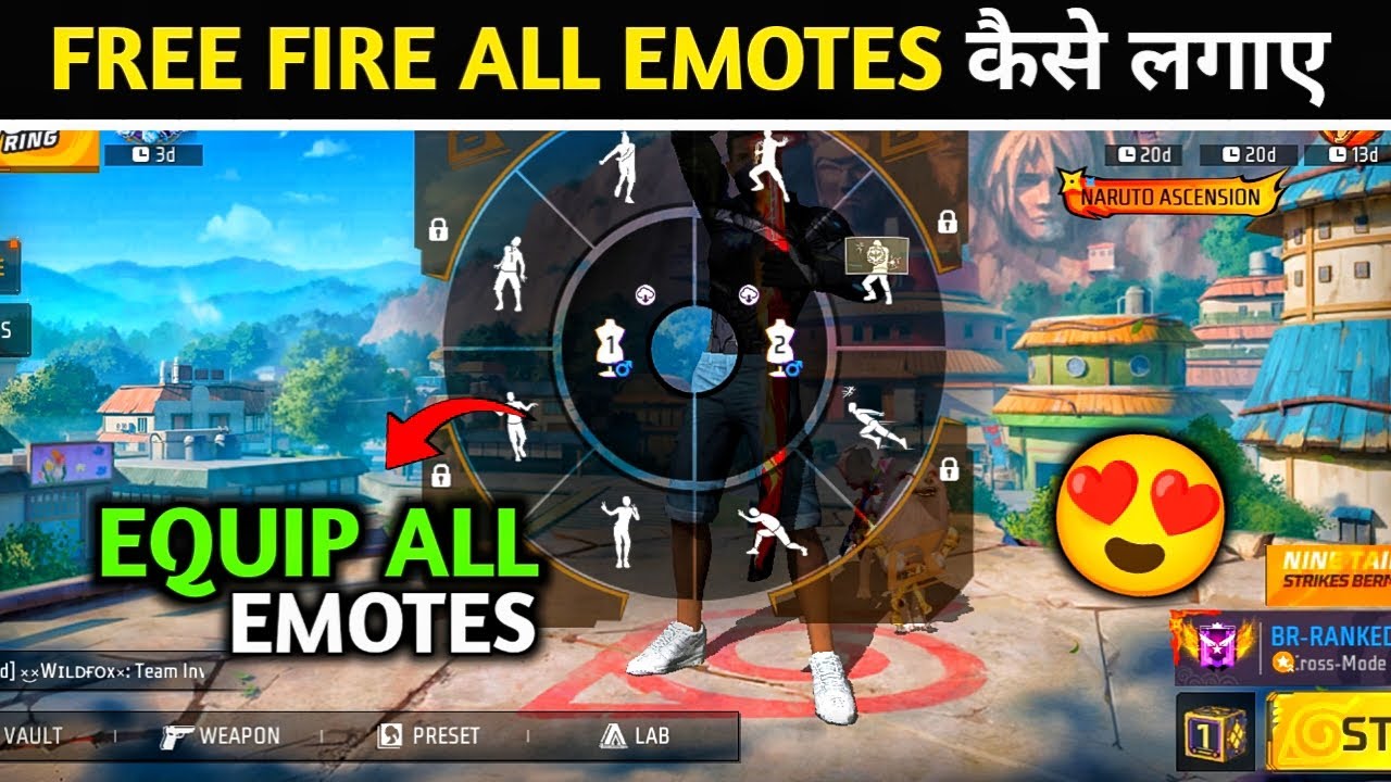 Free Fire Emotes Kaise Lagaye | FF All Emot Equip Kaise Kare | How To ...