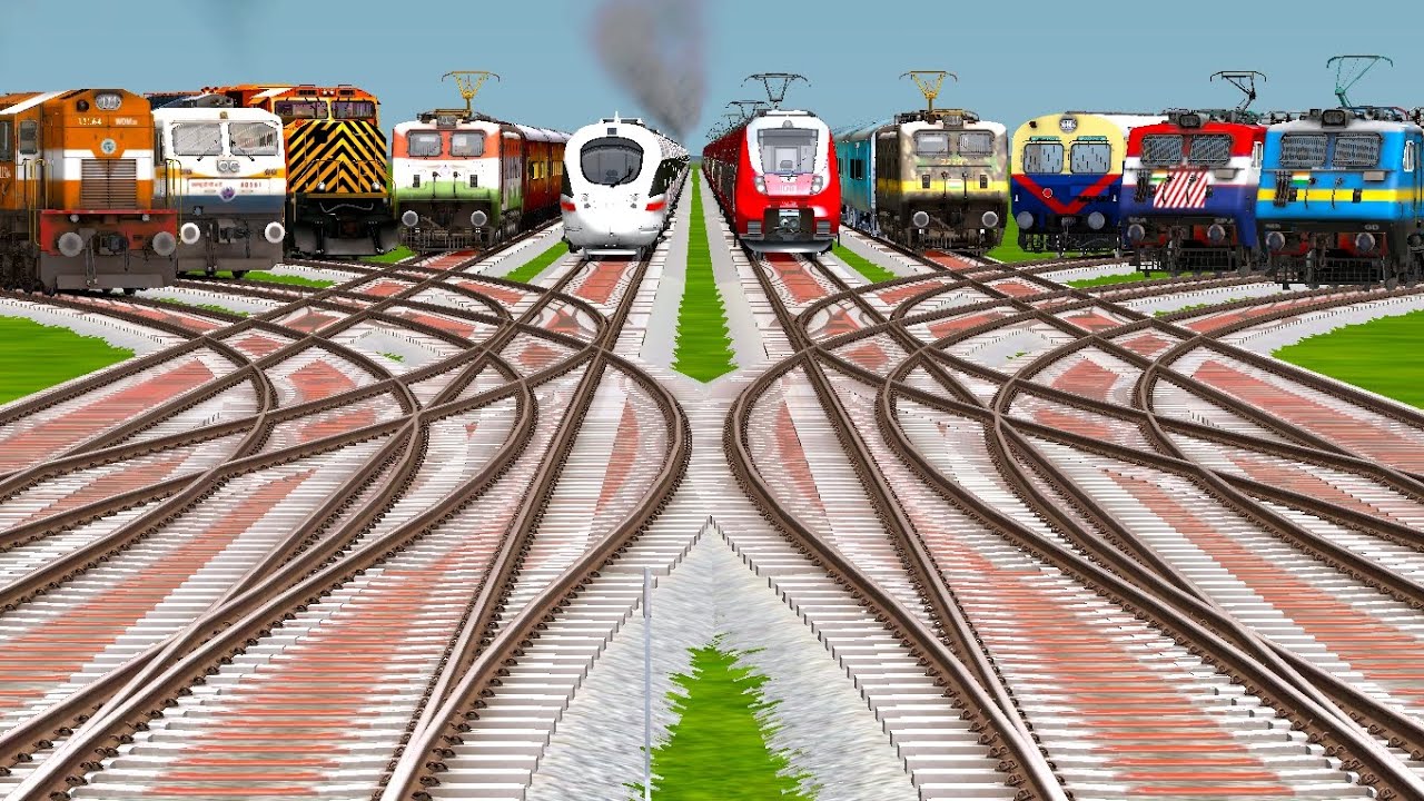 10 INDIAN TRAINS CROSSING FOR GRANDIENT DIFFERENT TYPES😱RAILROAD TRACKS ...