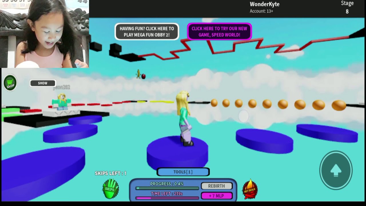 Kyte Playing Roblox Mega Fun Obby Youtube