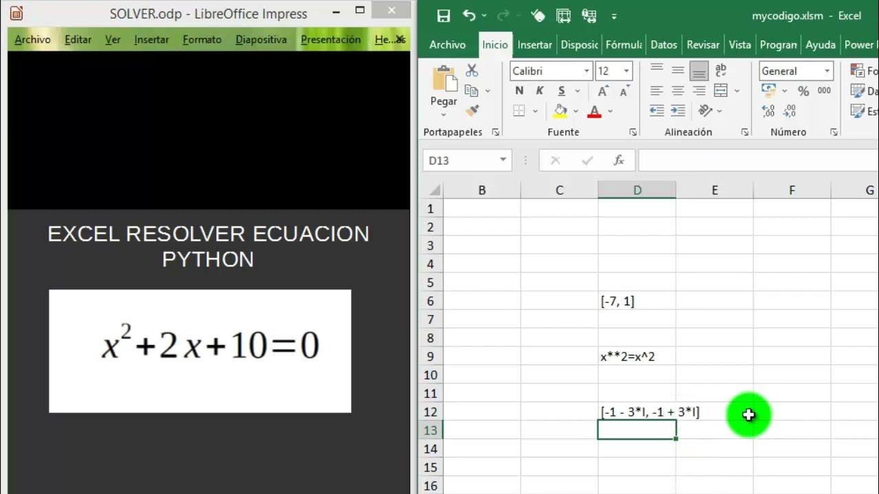 EXCEL PYTHON RESOLVER ECUACIONES POR MEDIO DE LAS BIBLIOTECAS DE PYTHON ...