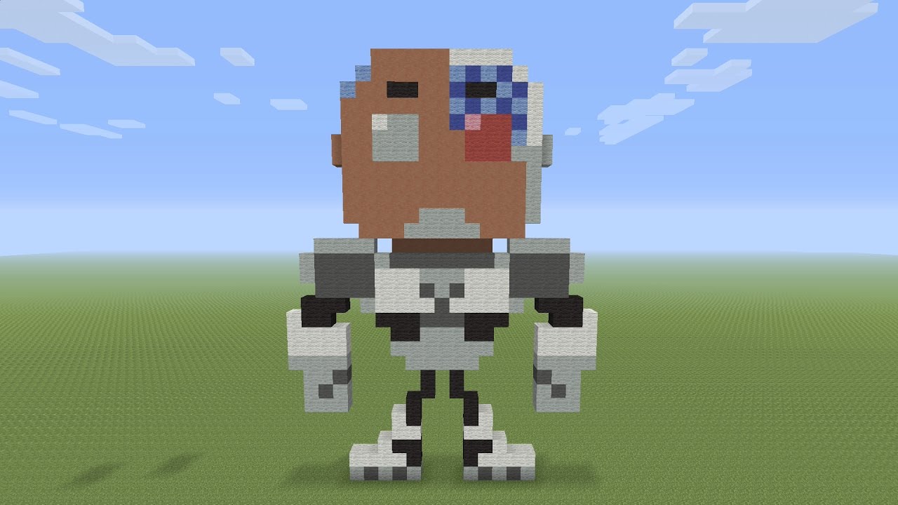 Minecraft Pixel Art - Cyborg From Teen Titans GO! - YouTube