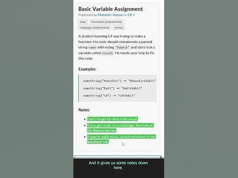 Basic Variable Assignment - Edabit Challenge - Lambda Expressions - C# .NET 6.0 #shorts - YouTube