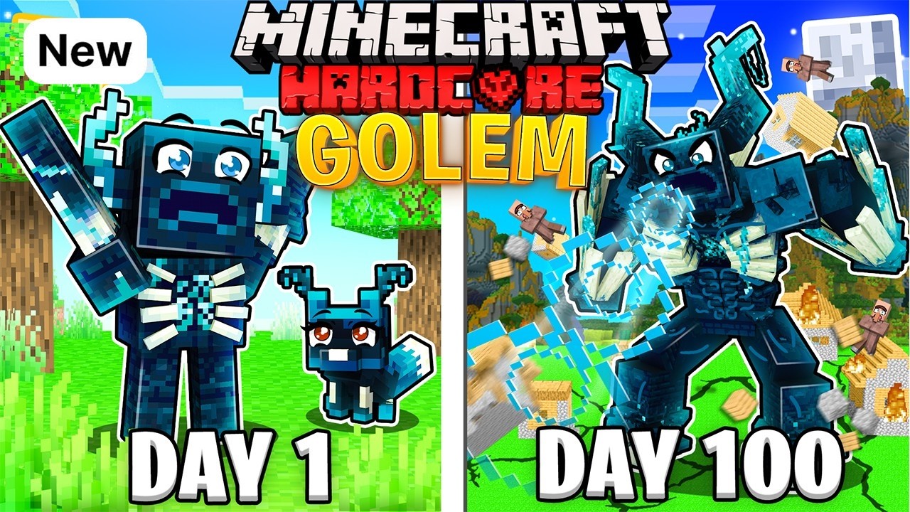 I Survived 100 Days As A Warden Golem In Hardcore Minecraft Youtube