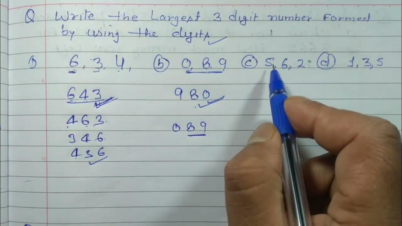 Write the largest 3 digit number formed by using the following digits - YouTube