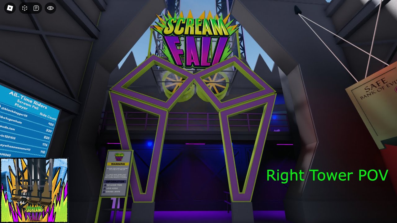 Scream Fall Right Tower POV at Universal Studios Roblox - YouTube