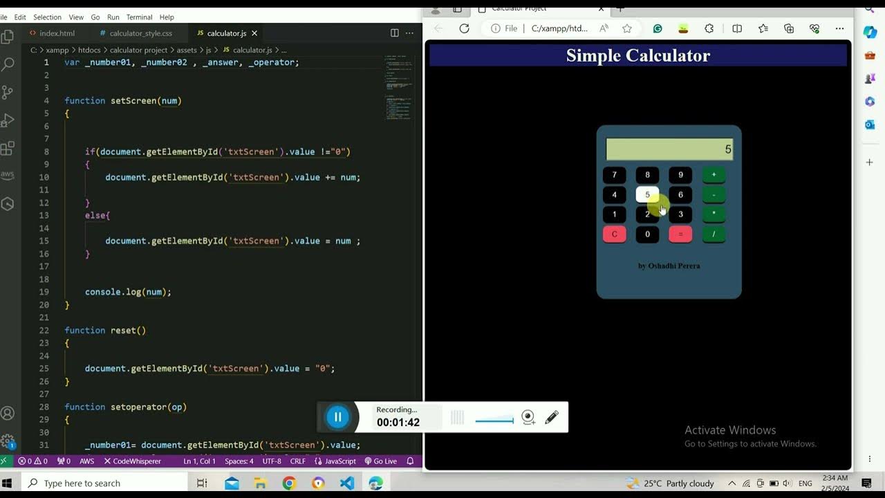 Create Responsive calculator in HTML , CSS and JavaScript visual studio ...