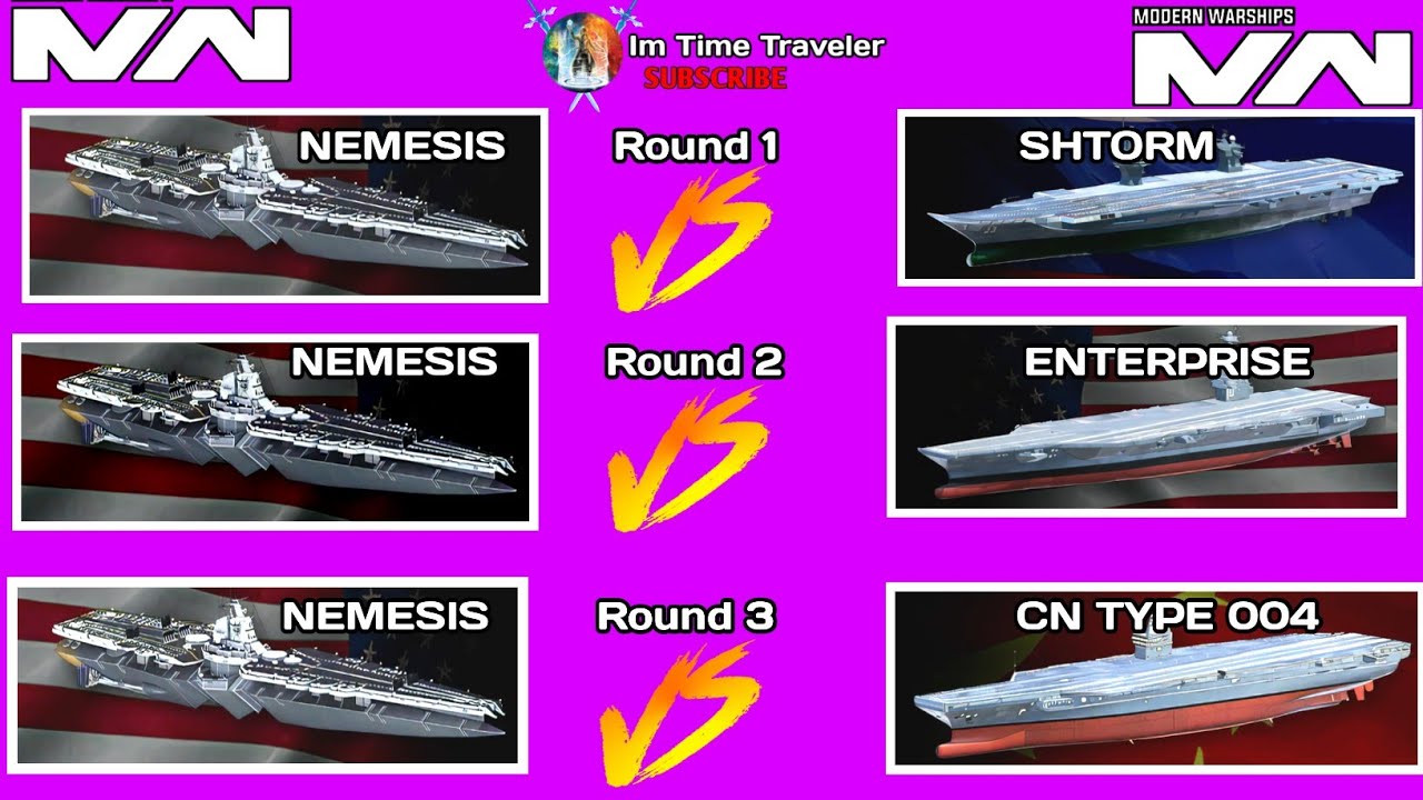 modern warships uss nemesis cv-01 vs all assault carrier rf shtorm, uss enterprise, cn type 004 ...