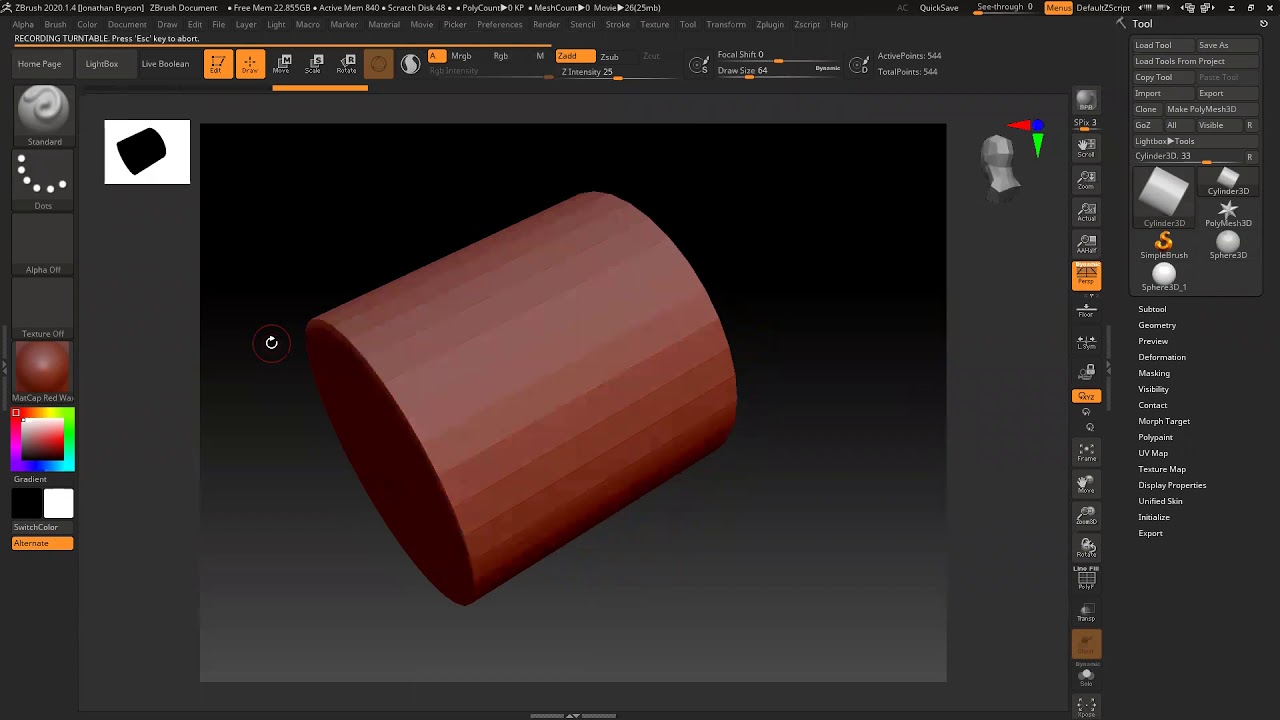 Making a turntable video and export in ZBRUSH - YouTube
