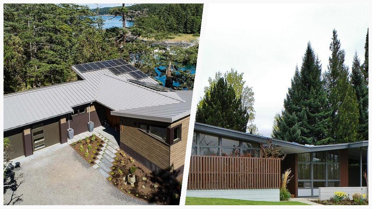75 Mid-century Modern Exterior Home With A Butterfly Roof Design Ideas ...