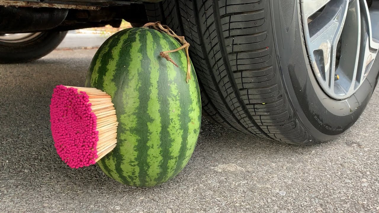Experiment Car vs Watermelon vs MATCHES | Crushing Crunchy & Soft ...