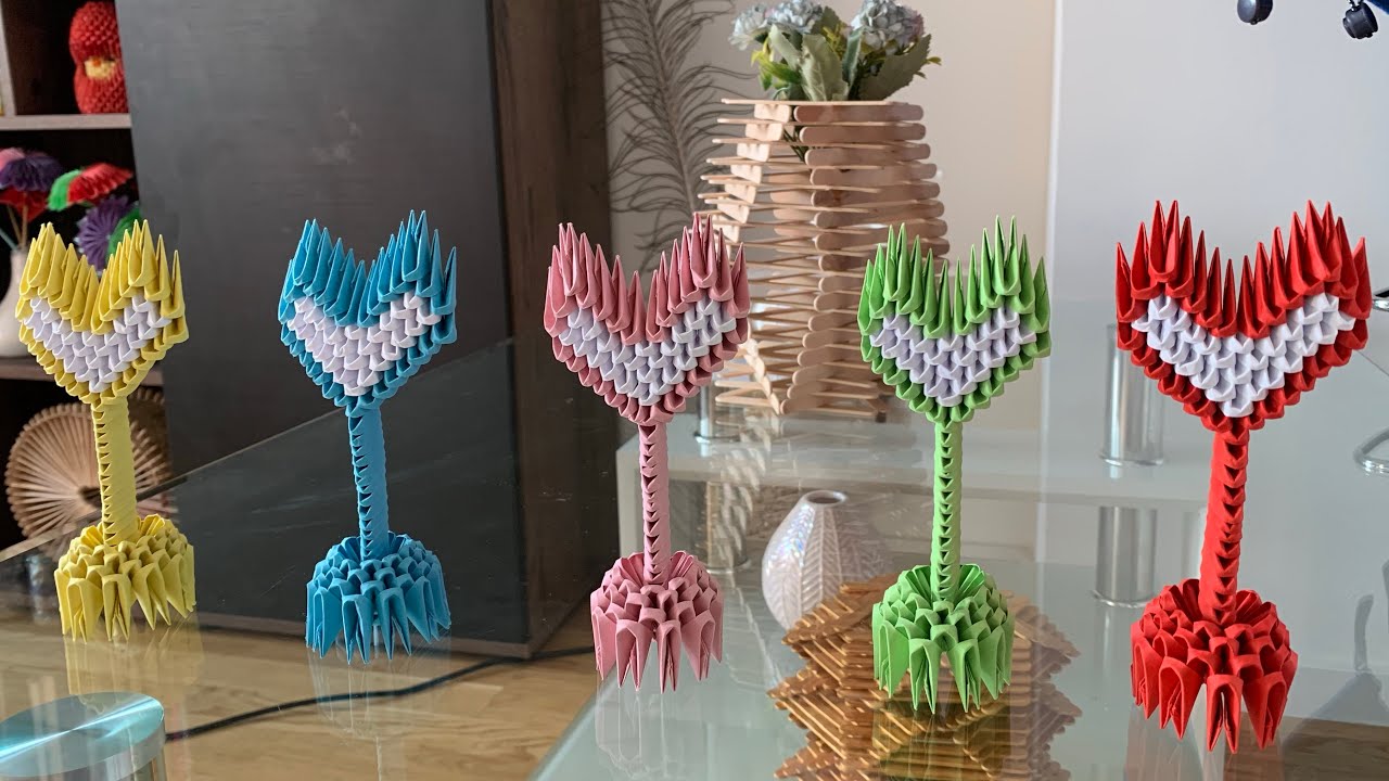 3d Origami tutorial | 3d Origami | Origami paper Heart | - YouTube