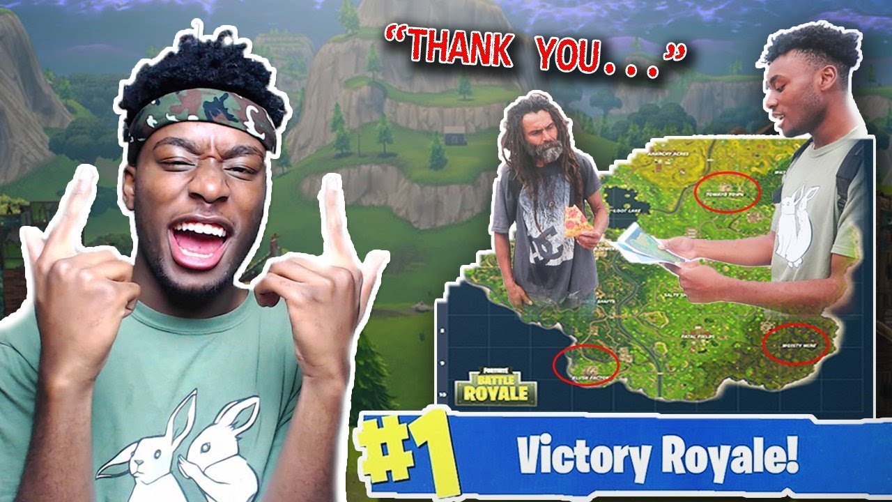 Homeless Man HELPS Me Win A Game of Fortnite: Battle Royale! GIVING ...