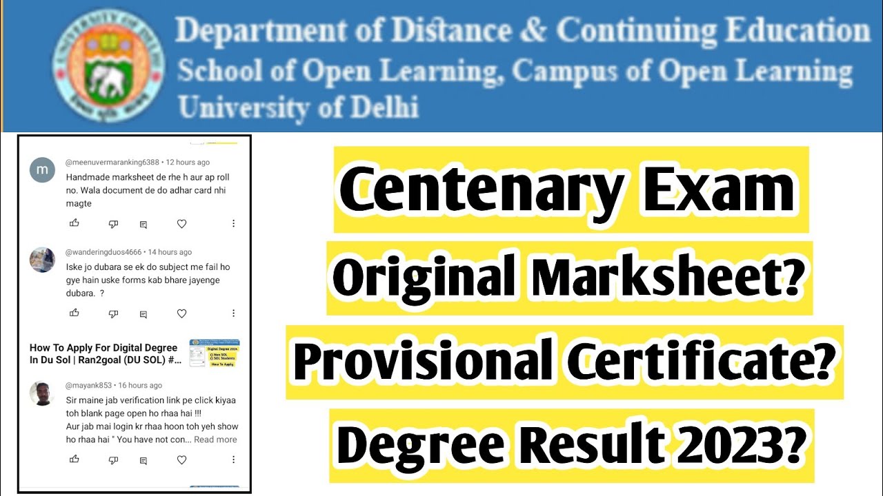 Du Centenary Exam Marksheet Provisional Certificate Degree Result 2023 Du Centenary Exam Marksheet Provisional Certificate Degree Result 2023