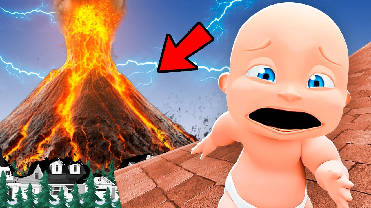Volcano DESTROYS Baby's HOUSE! - YouTube