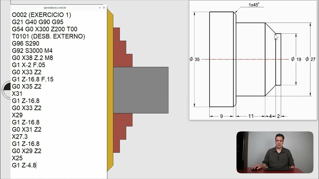 Curso de Torno CNC Fanuc - Programa Simples - Exercício 1 - Linguagem também para Siemens(ISO ...