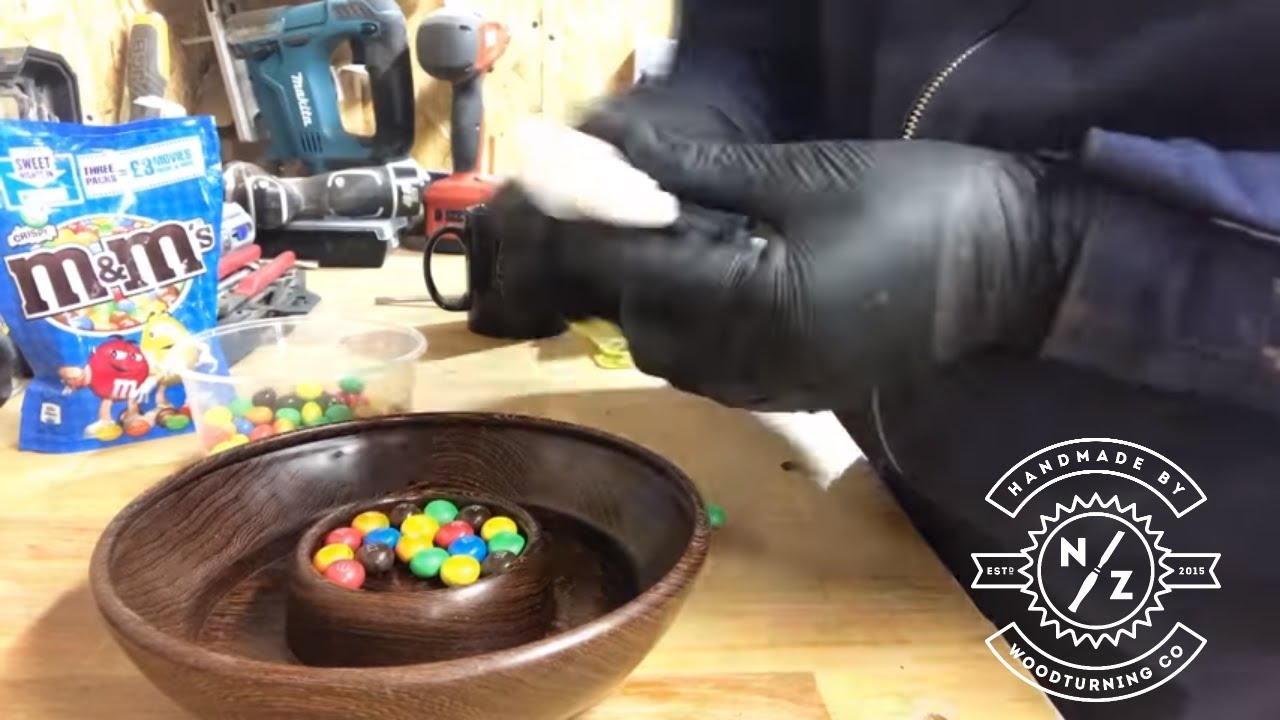 making - an M&M Bowl - using M&Ms and Wood / splash of resin also - YouTube