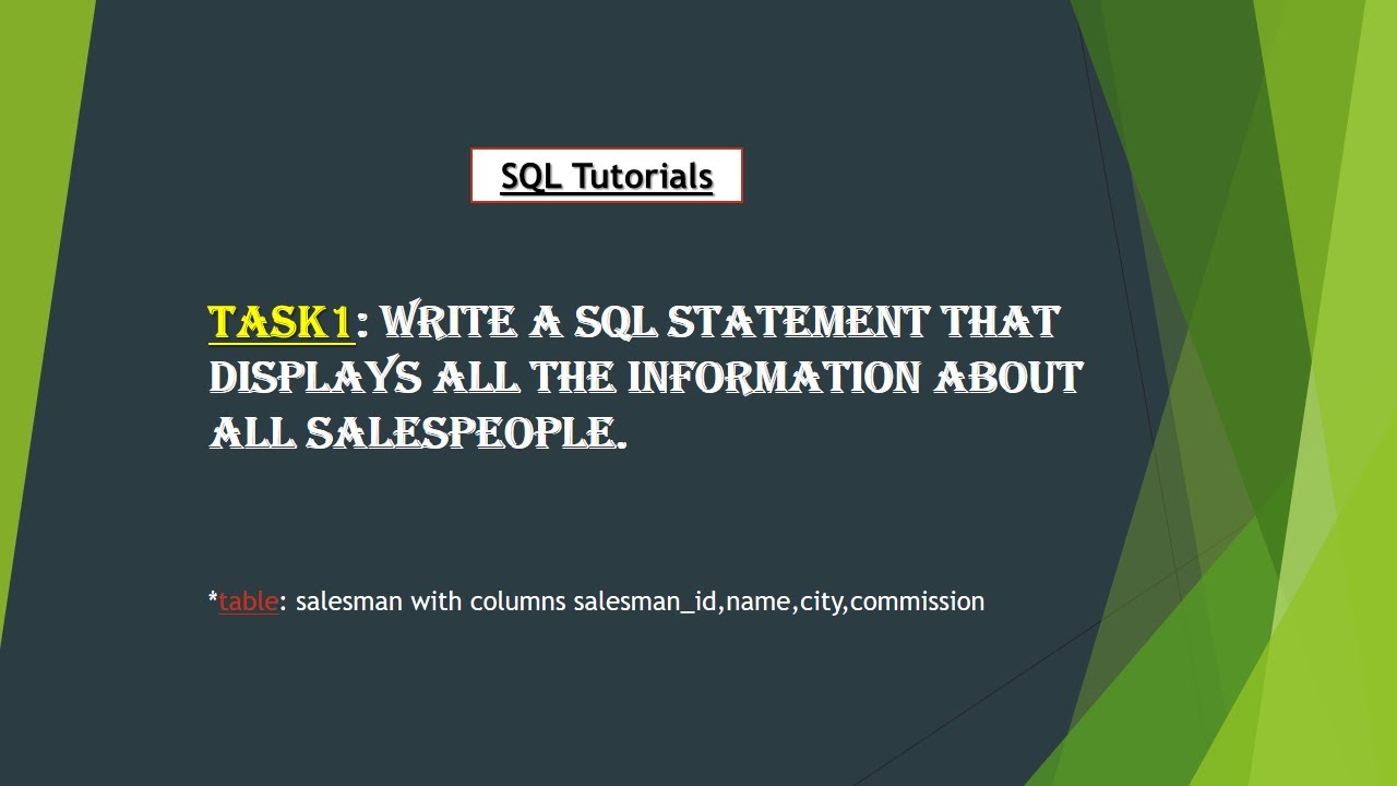 1. Write a SQL statement that displays all the information about all ...