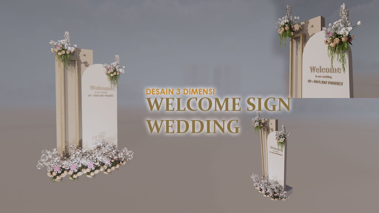 Cara Membuat Desain 3D Welcome Sign Wedding - YouTube