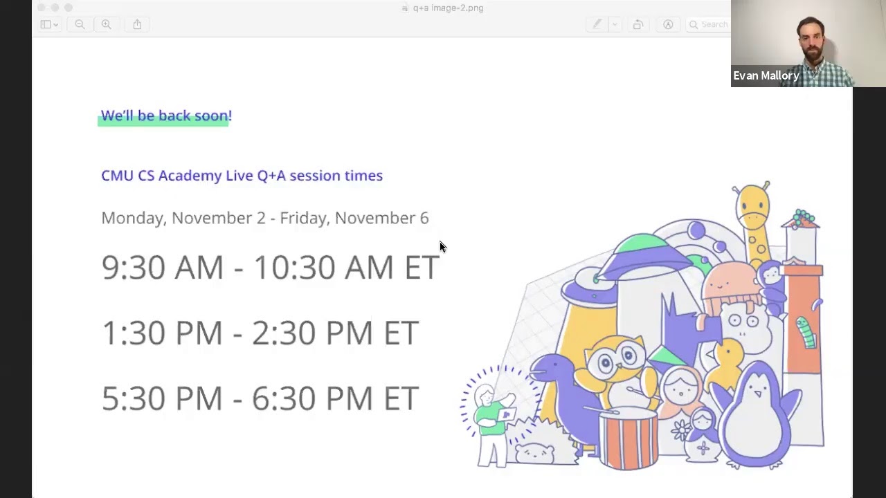 CMU CS Academy Live Q+A 11/5 1:30pm - YouTube