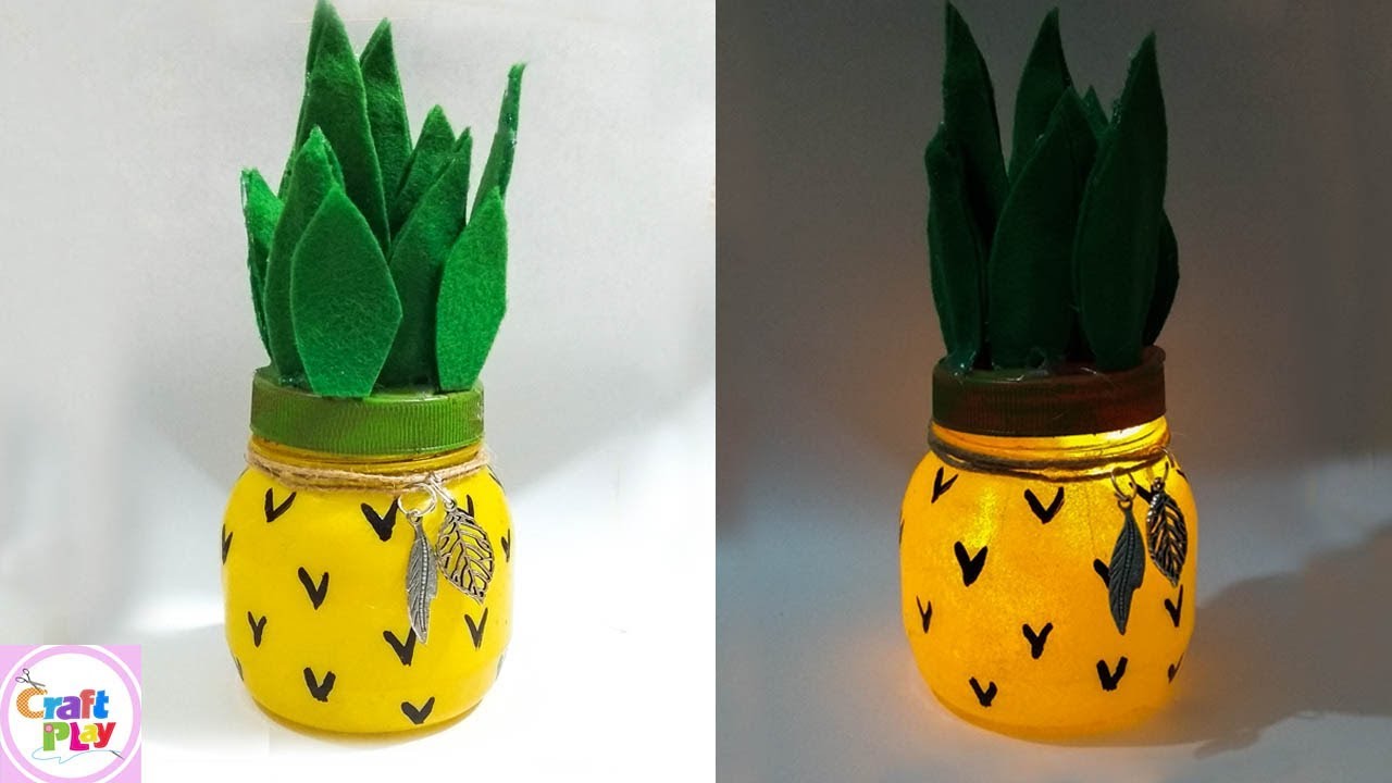 How to Make A Beautiful Pineapple Lantern / DIY Pineapple Lamp / How To ...