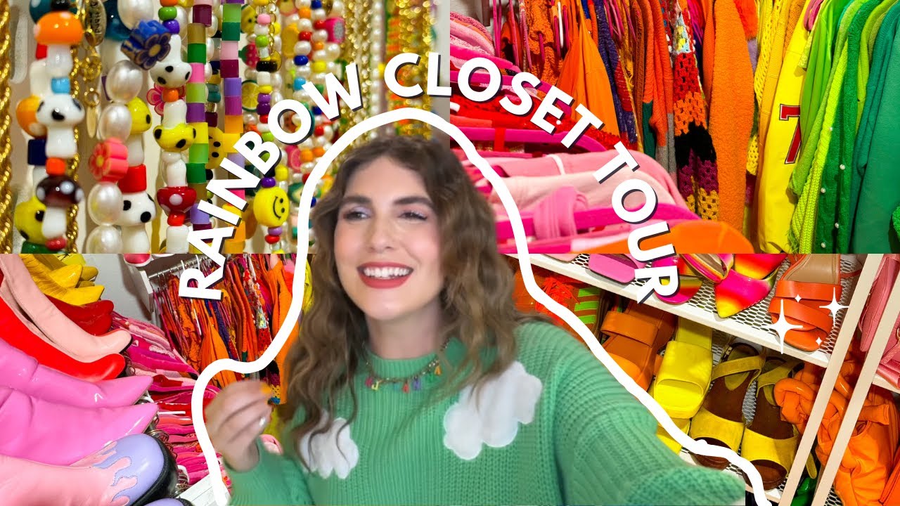 RAINBOW CLOSET TOUR!🌈👗| Colorful closet organization - YouTube